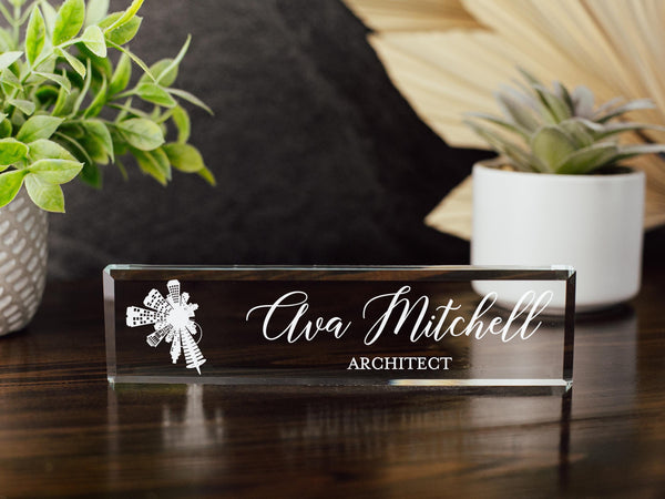 Architect Glass Office Name Plate - Polished Glass Name Plate by Pink ...