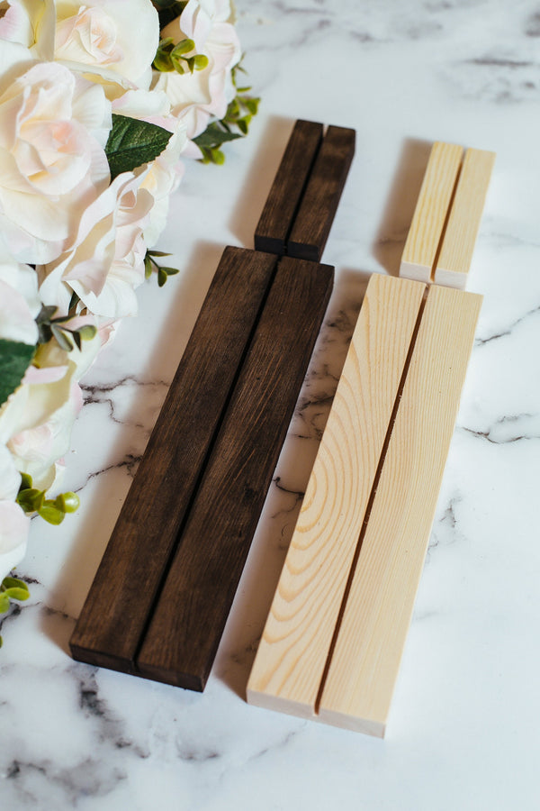 Light and Dark Walnut Wood Sign Card Display Base Holders - Pink Posies ...