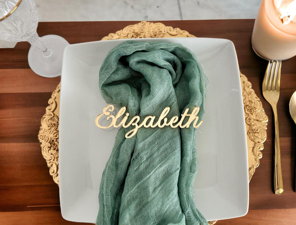 Custom Laser Cut Wedding Name Place Card Cut Outs, Gold, Silver Person ...