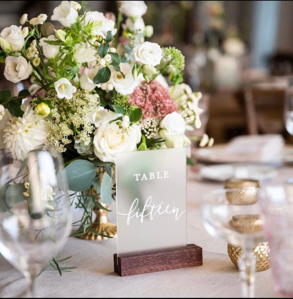 Acrylic Table Number Sign - Modern Calligraphy With Stands - Pink ...