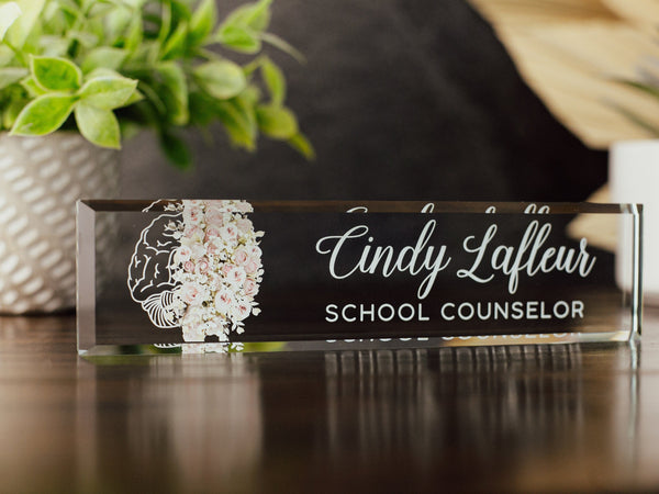 Personalized School Counselor Glass Office Desk Name Plate, Best ...