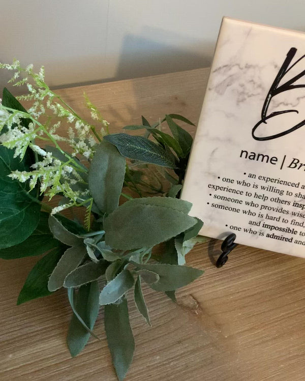 Marble Boss Definition Thank You Appreciation Tile Sign Plaque With Stand - Pink Posies and Pearls