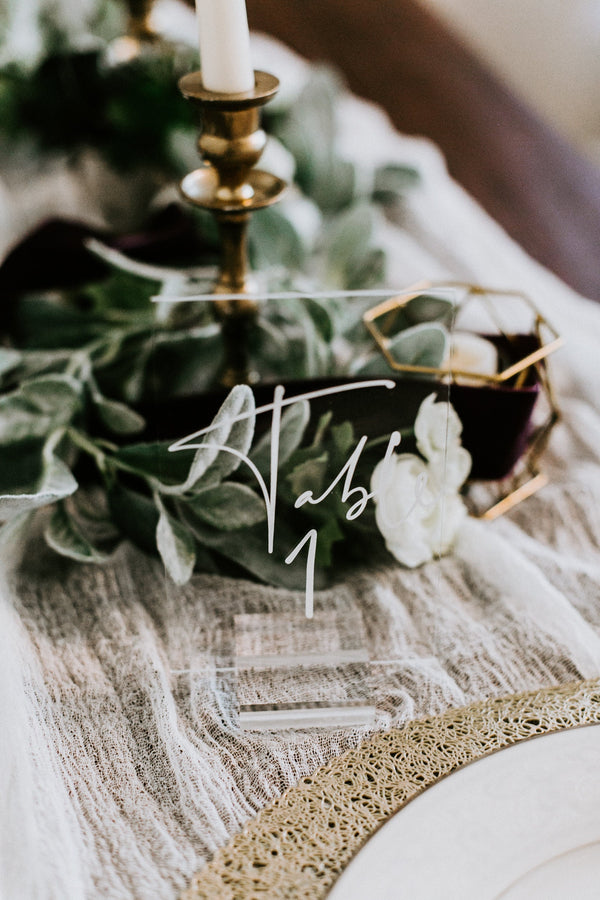 Signature Script Acrylic Table Numbers - 1/8" Thick for Weddings ...