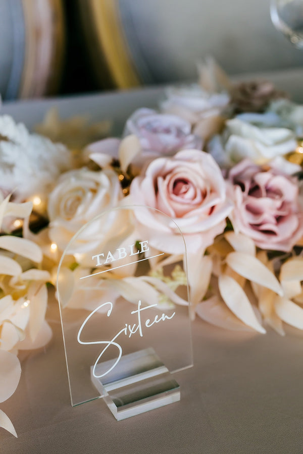 Frosted Arch Acrylic Wedding Table Numbers - 1/8" Thick | Elegant Decor ...