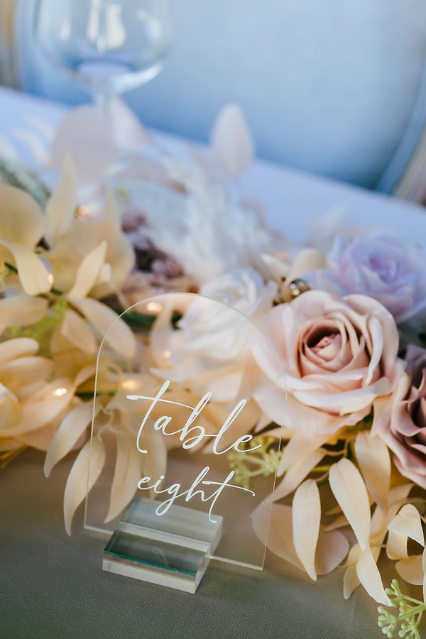 Frosted Arch Acrylic Wedding Table Numbers - 1/8" Thick | Elegant Decor ...