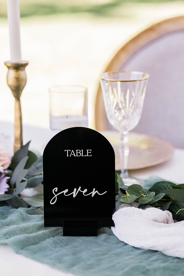Black Arch Acrylic Wedding Table Numbers - 1/8" Thick | Elegant Decor ...
