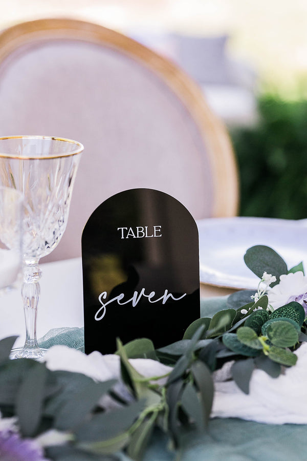 Black Arch Acrylic Wedding Table Numbers - 1/8" Thick | Elegant Decor ...