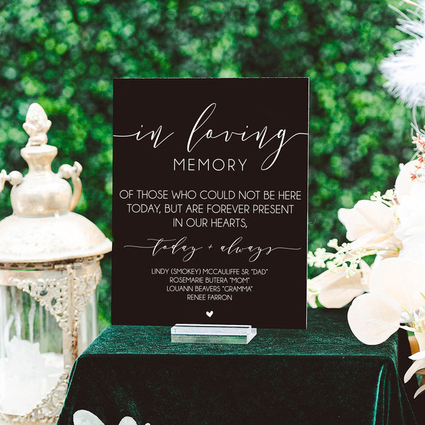 Memory Acrylic Sign - In Loving Memory Personalized Names - Pink Posies ...
